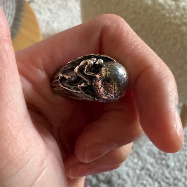 Rusted Square Signet Ring – Unique Sterling Silver Ring for Men ...