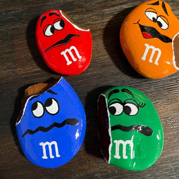 M&M Painted Rocks-set of 3! - Etsy