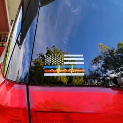 American Flag Heartbeat, Ems, Fire, Police, Sheriff, Dispatcher First ...