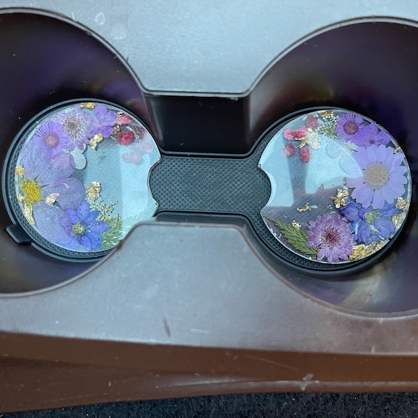 Pressed Flower Car Coasters, Set of 2, Floral Car Coasters, Car ...