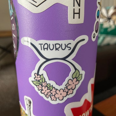 Flowered Taurus Sticker, Taurus Zodiac Sticker, Star Signs, Stickers ...