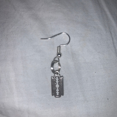Razor Blade Silver Earrings Emo Goth Cool Fashion Rock - Etsy