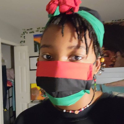 JUNETEENTH PAN AFRICAN Stripe Face Mask Various Sizes. Red, Black and ...