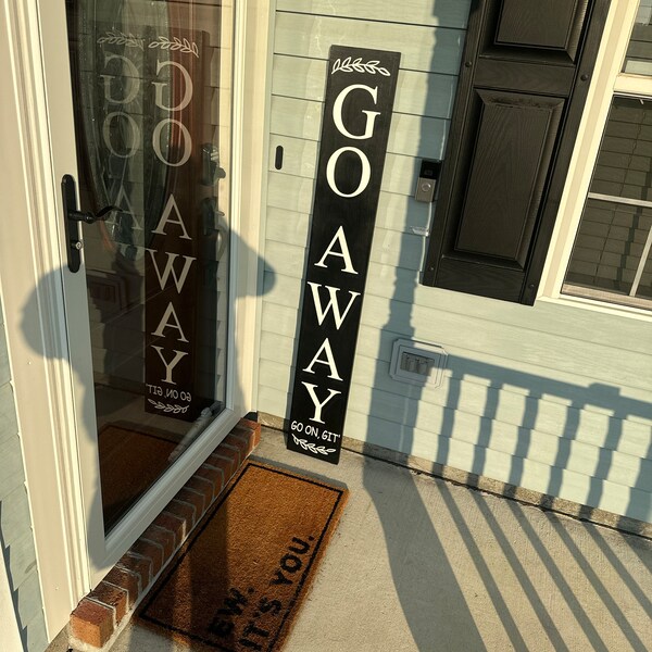 IKYFL Welcome Sign, Door Leaner Sign, Wooden Sign, Unwelcome Sign ...