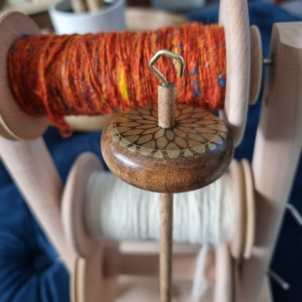 Golden Starflower Wooden Drop Spindle, Top Whorl Drop Spindle, Wood ...