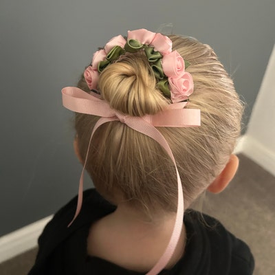 Red Rose Bun Wrap, Beautiful Ballet Bun Wrap, Floral Bun Wrap, Hair ...