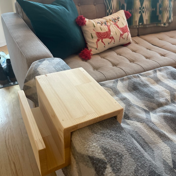 Functional Wood Armrest Table, Couch Arm Rest Table With Magazine Stand ...