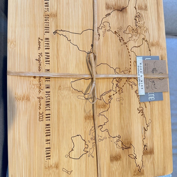 Personalized Map Cutting Board, Custom Wood Butcher Block, Bamboo ...