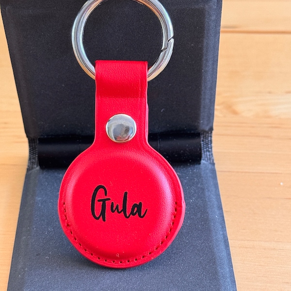 Personalized AirTag Holder, Custom AirTag Keychain, Vegan Leather ...