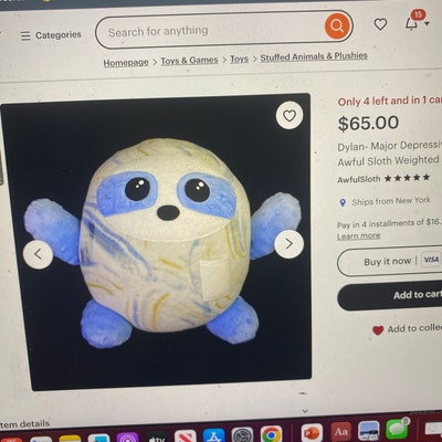 Olive OCD Weighted Sloth Plush by Awful Sloth - Etsy