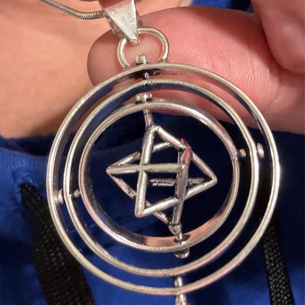Silver Gyroscope Sacred Geometry Spinner Pendant Necklace - Etsy