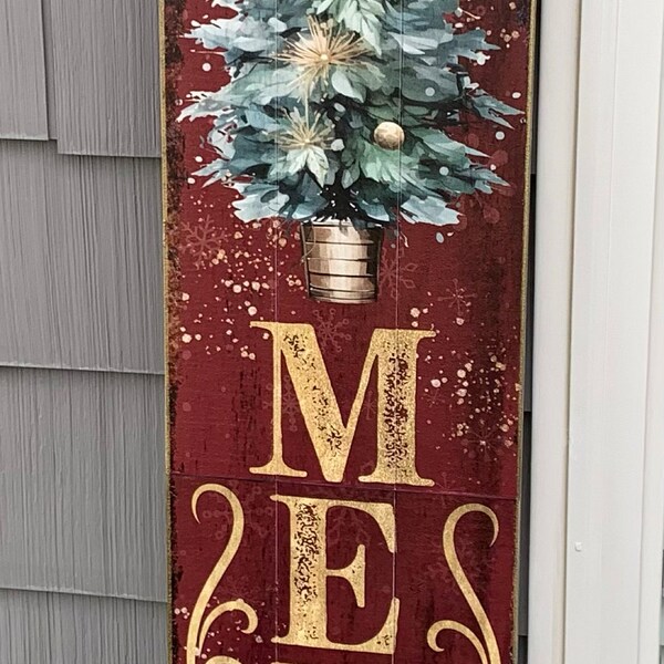 Merry Christmas Porch Sign | Rustic Farmhouse Entryway Decor | Vintage ...