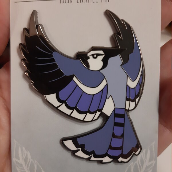 Blue Jay Hard Enamel Pin: Art Deco Songbird - Etsy