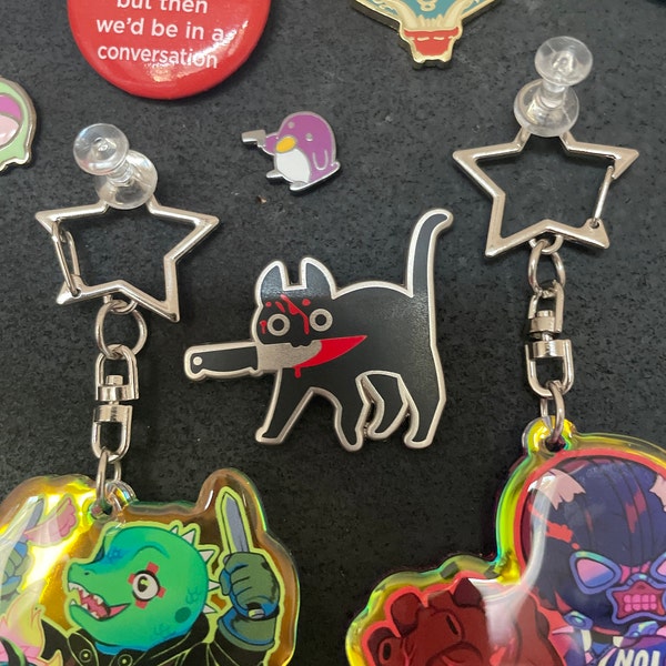 Bloody Black Knifecat Enamel Pin - Etsy