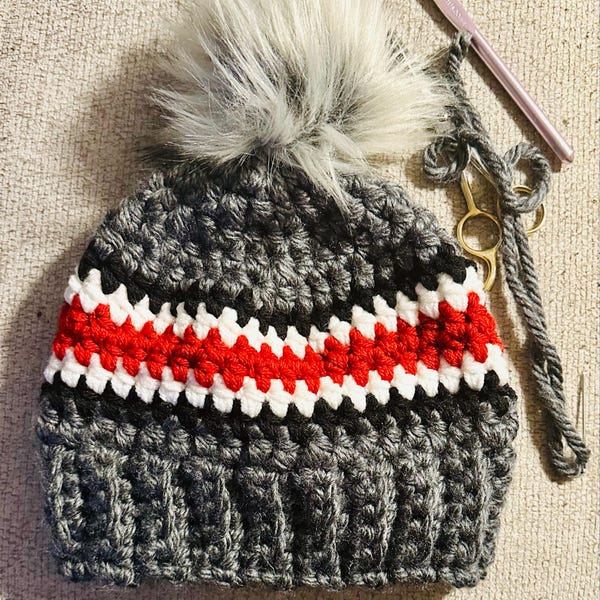 Ohio State Buckeyes Crochet Hat, Ohio State Beanie, Unisex, Women’s Hat ...