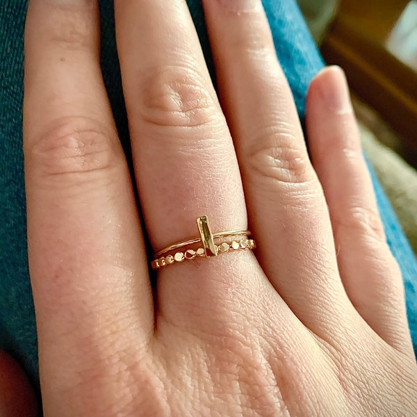 Bar Ring, Vertical Bar Ring, Simple Gold Ring, 14k Gold Filled Ring ...
