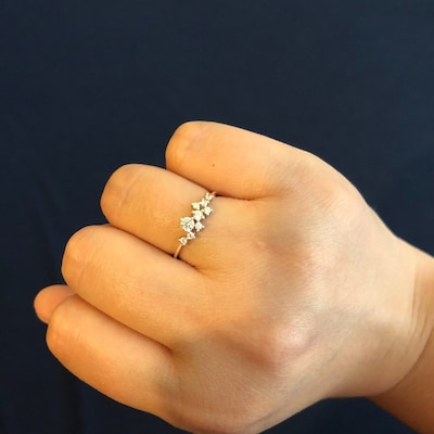 14K Solid Gold Peonies Flower Ring. Floral Ring - Etsy