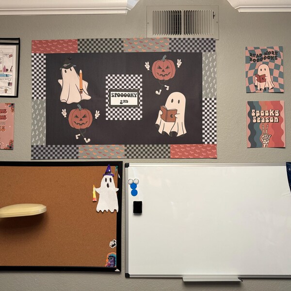 Retro Halloween Bulletin Board Kit, Groovy Boho Classroom Decor ...