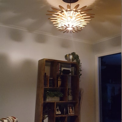 Wood Flower Ceiling Light, DAISY Pendant Light Fixture, Wood Pendant ...