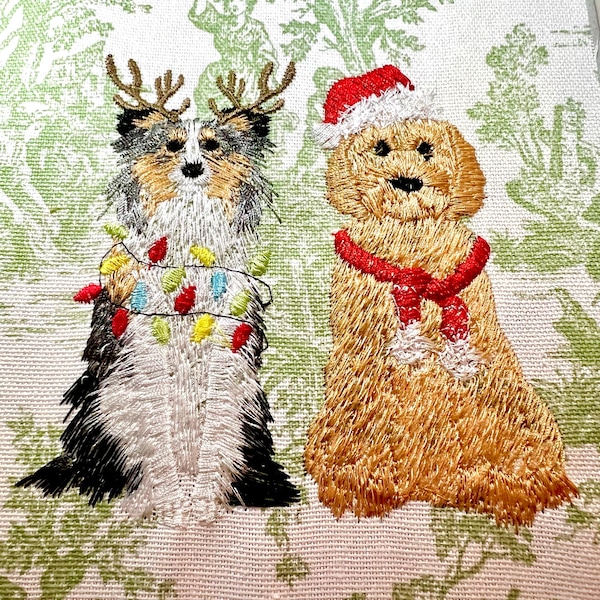 Custom Christmas Dog Embroidery Design: Machine Embroidery (digital ...