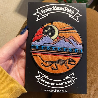 Iron on Fossil Patch Dinosaur Skeleton Mountains Geology - Etsy