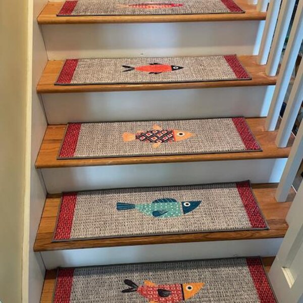 Non-slip Blue Fish Stairs Rug Steps Mat Non Skid Carpet Turquoise - Etsy