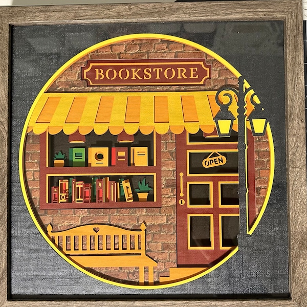 3D Bookstore Shadow Box, Book Lover Layered Paper Art, 3D Mandala ...