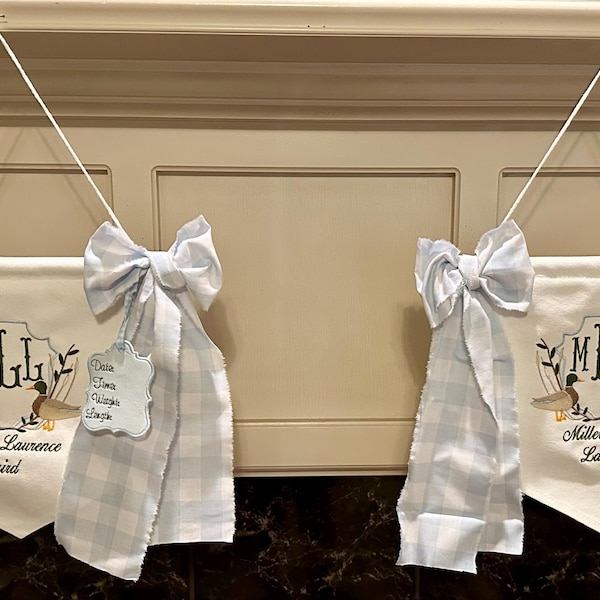 Custom Embroidered Applique Baby Banner, Birth Announcement, Hospital ...