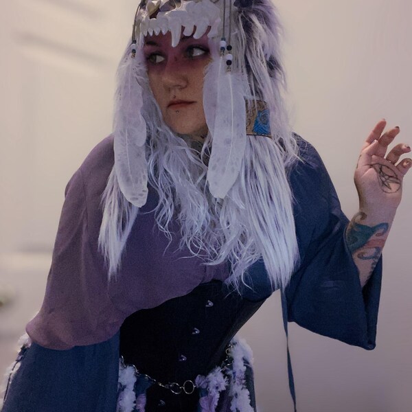 Tribal Ivory Wolf Mask Headdress - Etsy