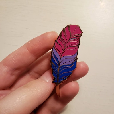 Bi Bisexual Pride Feather Enamel Pin LGBT - Etsy
