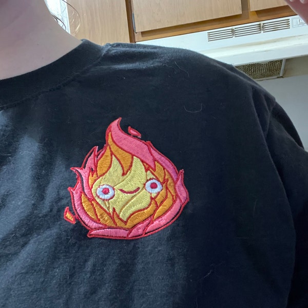 Embroidered Calcifer Shirt - Etsy