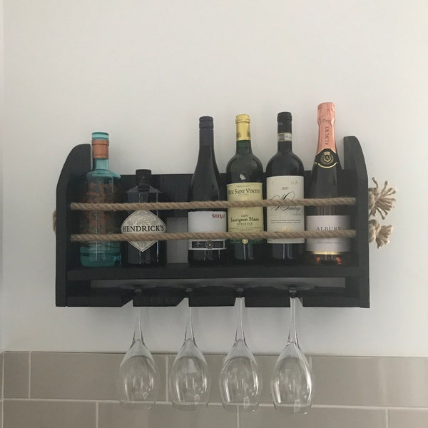 Wine Rack - Wall Mounted Hand Crafted Handcrafted Rustic Wood Bar for ...