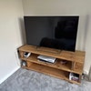 Reclaimed TV Stand Solid Wood Console Media Chunky Rustic Oak Wooden ...