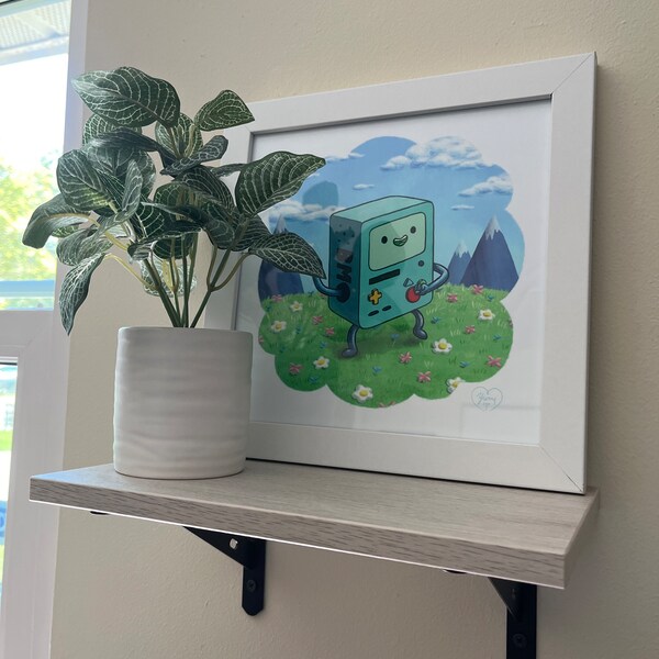 Happy BMO Art Print, Aesthetic Home Wall Decor, Cartoon Fanart, Digital ...