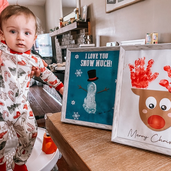 Merry Christmas Reindeer / Christmas Xmas Handprint Footprint Art Craft ...