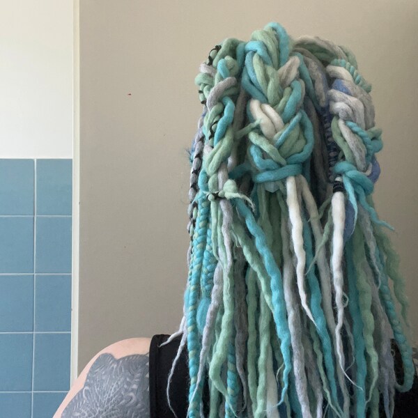 Merino Wool Dreadlocks DE Extensions, Gray Blue White Mix - Etsy