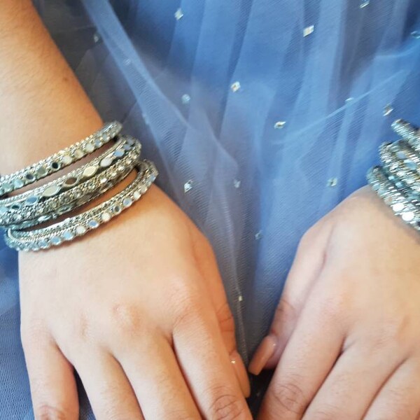 Rose Gold American Diamond Indian Asian Bangle Set, Choori Bangles ...