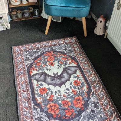 Art Deco House Fly Rug, Bug and Flowers Vintage Rug, Floral Persian Rug ...