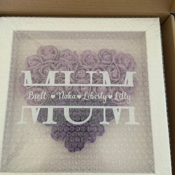 Personalized Flower Heart Shadow Box for Mom,roses Shadowbox With Names ...