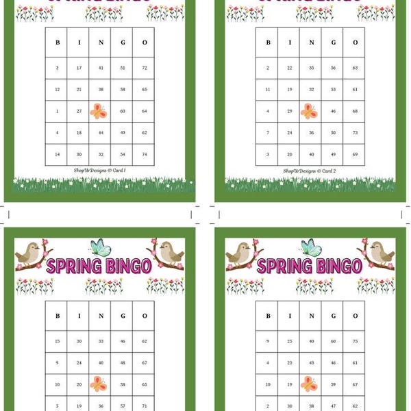Summer Bingo, 60 Printable Beach Day Bingo Cards, 1 ,2, 4 per Page ...