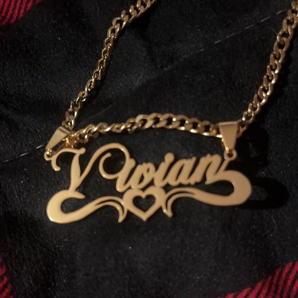 18K Gold Filled Name Necklace, Thick Box Chain, Custom Name Necklace ...