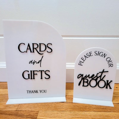 Cards and Gifts Sign , Arch Acrylic Duo Sign, Guest Book Sign, Cards ...