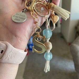 Gold Initial Keychain Letter Charm Gold Key Chain Aesthetic Bag ...