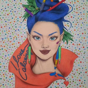 Juno '' Line Art Coloring Page Big Eyed Bikini Girl - Etsy