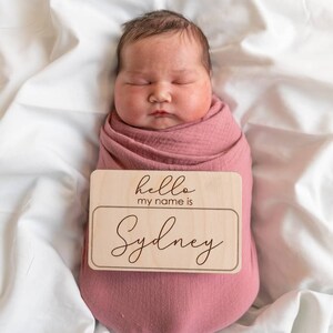 Hello My Name is Baby Name Sign Birth Announcement Sign Wood Sign Baby ...