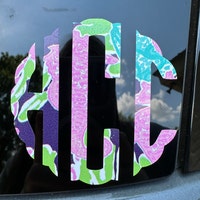 Lilly Inspired Floral Vinyl Decal Monogram Sticker Personalized Preppy ...