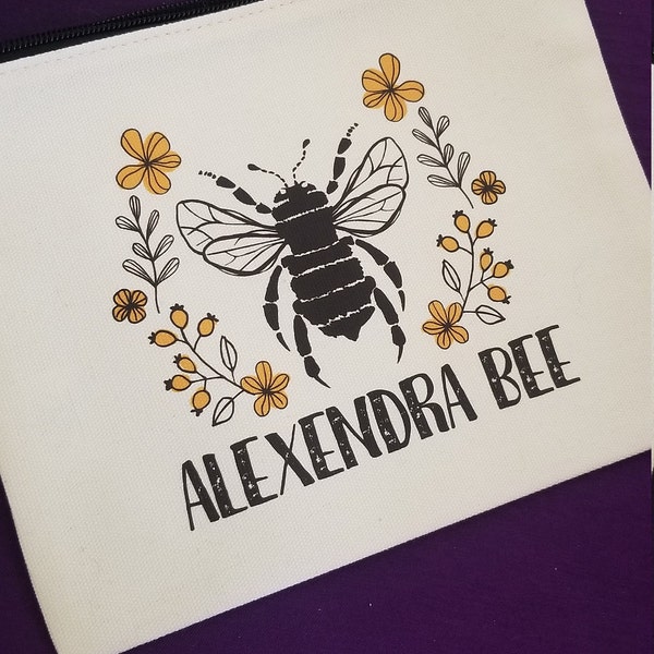 Personalized Makeup Bag, Bee Makeup Bag, Honey Bee Makeup Bag, Bridal ...