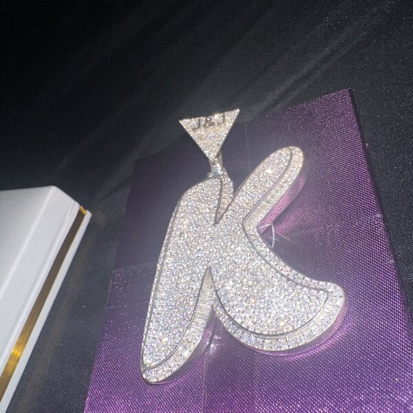 Moissanite Name Pendant/ Breezy Name Iced Moissanite Charm / Iced Name ...