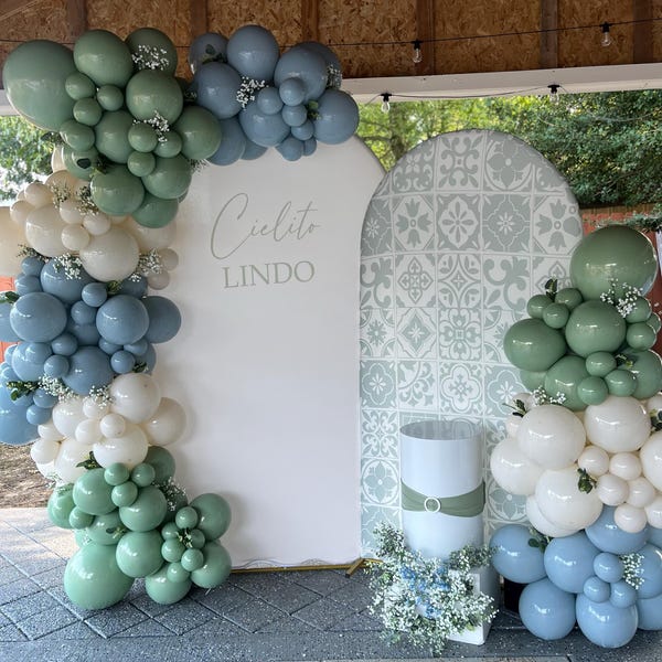 Cielito Lindo Baby Shower Arch Backdrop Cover Stand Dusty Blue Girl ...