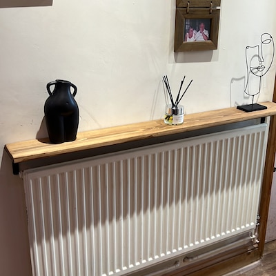 Rustic Solid Wood Radiator Shelf With Cast Iron Brackets - Etsy UK